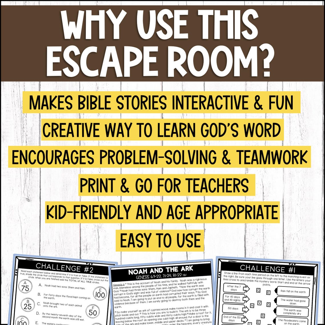 Noah's Ark Escape Room - Bible Escape Room - Sunday School Activity ...