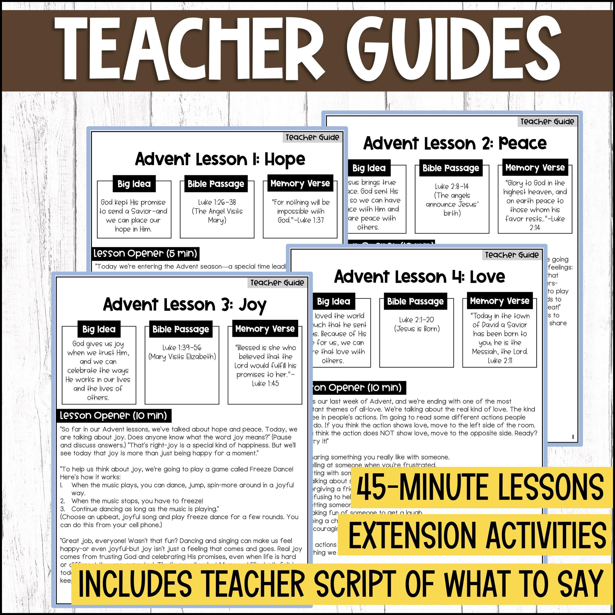 Advent Sunday School Lessons | Christmas Bible Lesson Bundle | 4-week ...