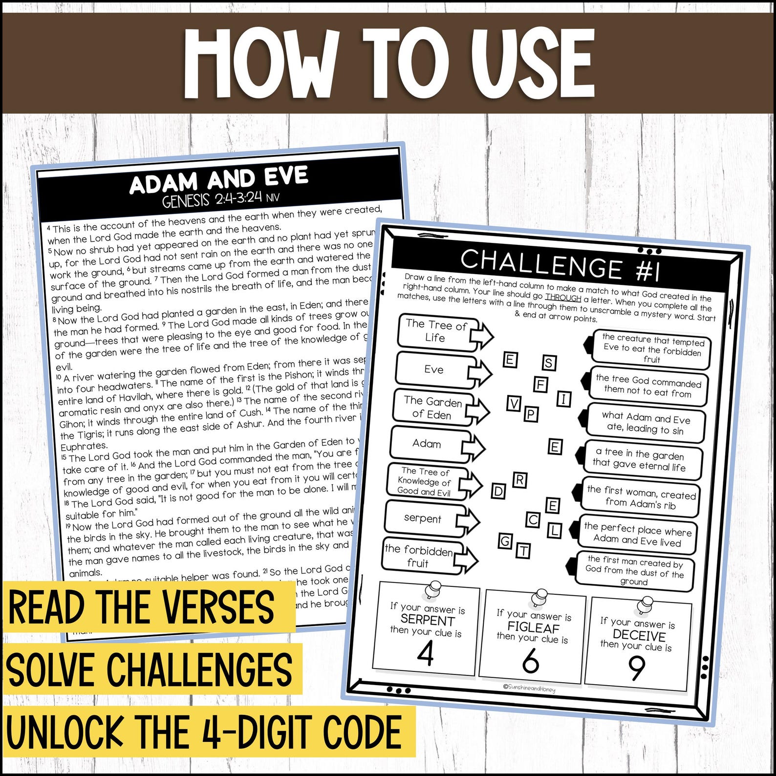 Adam and Eve Escape Room - Bible Escape Room - Sunday School Activity ...