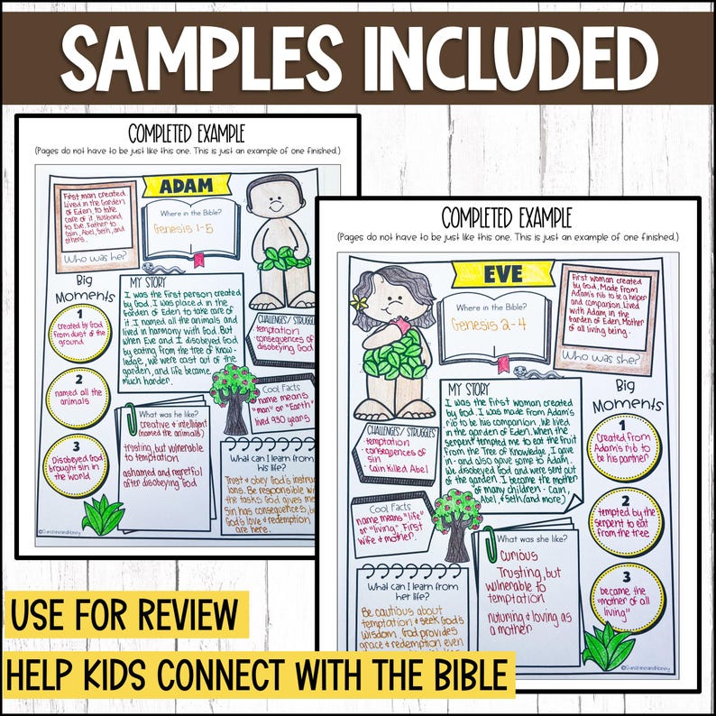 Adam and Eve Color Notes- Bible Printable - Sunday School Activity ...