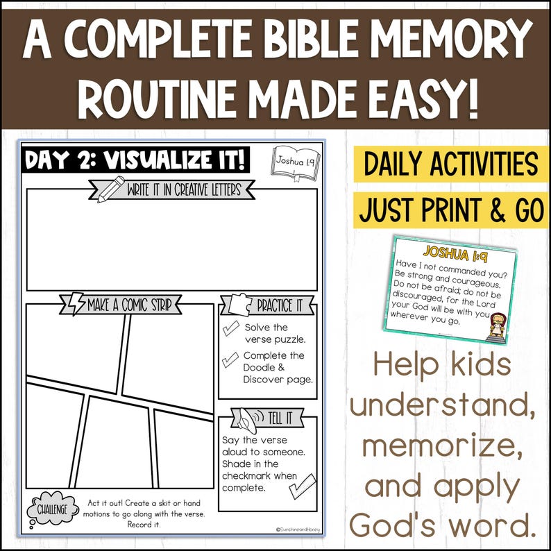 Joshua 1:9 Kids Scripture Bible Activity Pack - Children's Bible ...