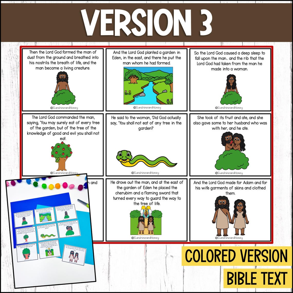 Adam and Eve Story Sequencing Cards - Sunday School Activity ...