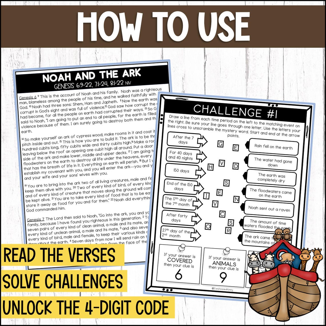 Noah's Ark Escape Room - Bible Escape Room - Sunday School Activity ...