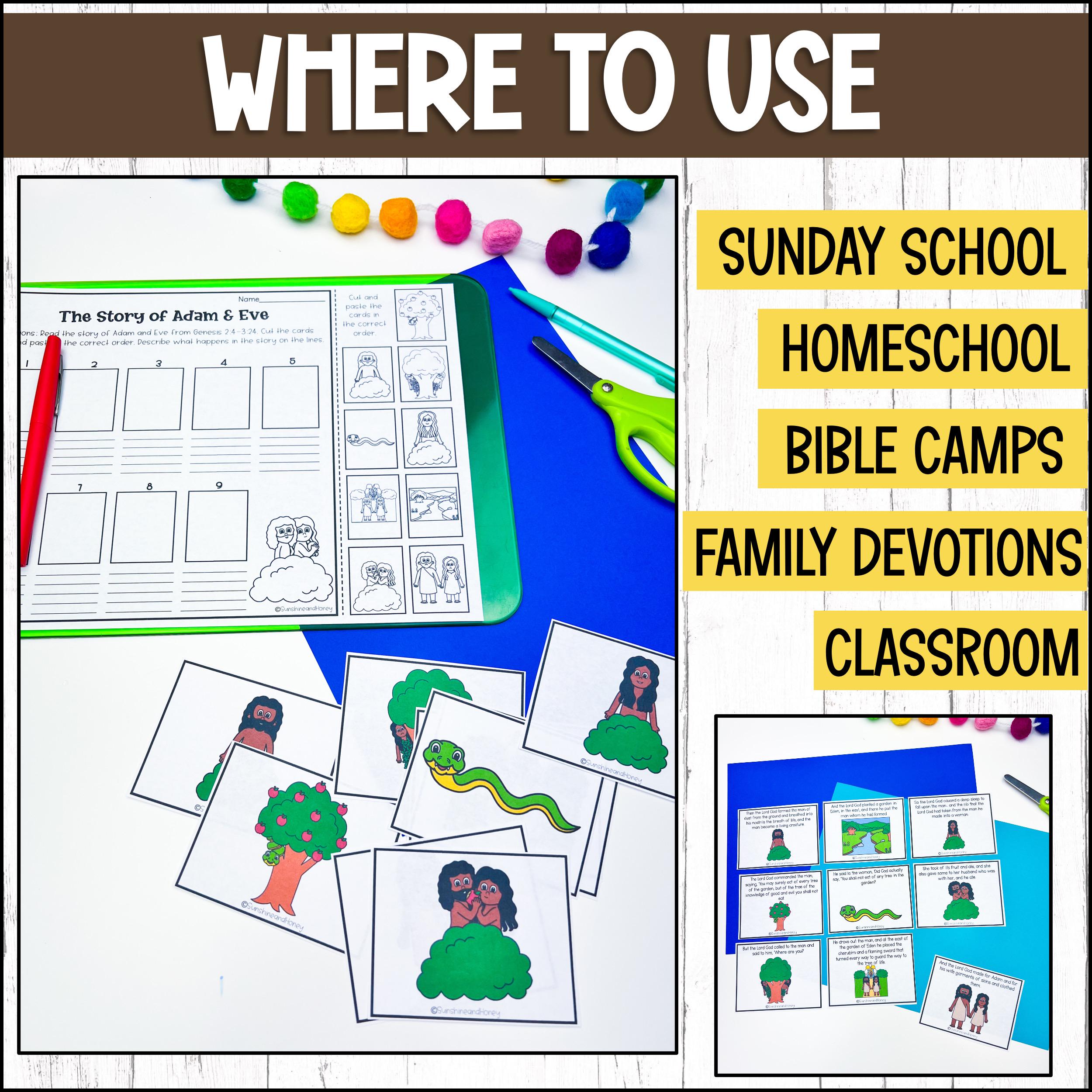 Adam and Eve Story Sequencing Cards - Sunday School Activity ...