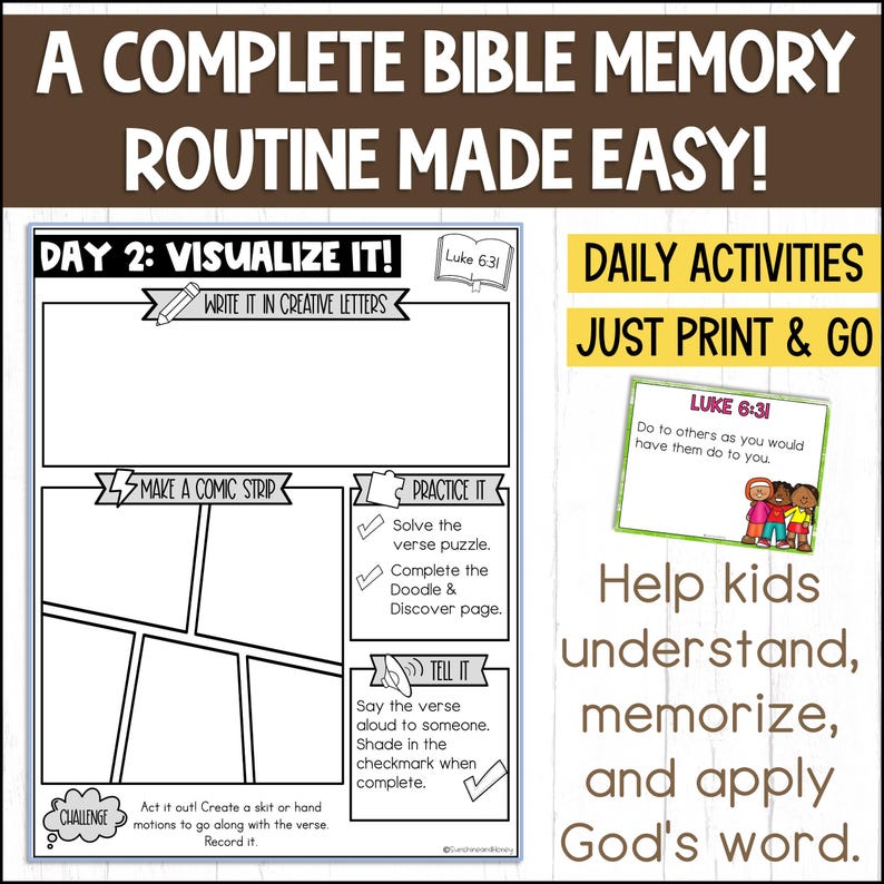 Luke 6:31 the Golden Rule Kids Scripture Bible Activity Pack - Children ...