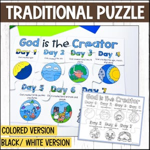 Days of Creation Printable Puzzles - Kids Bible Craft - Sunday School ...