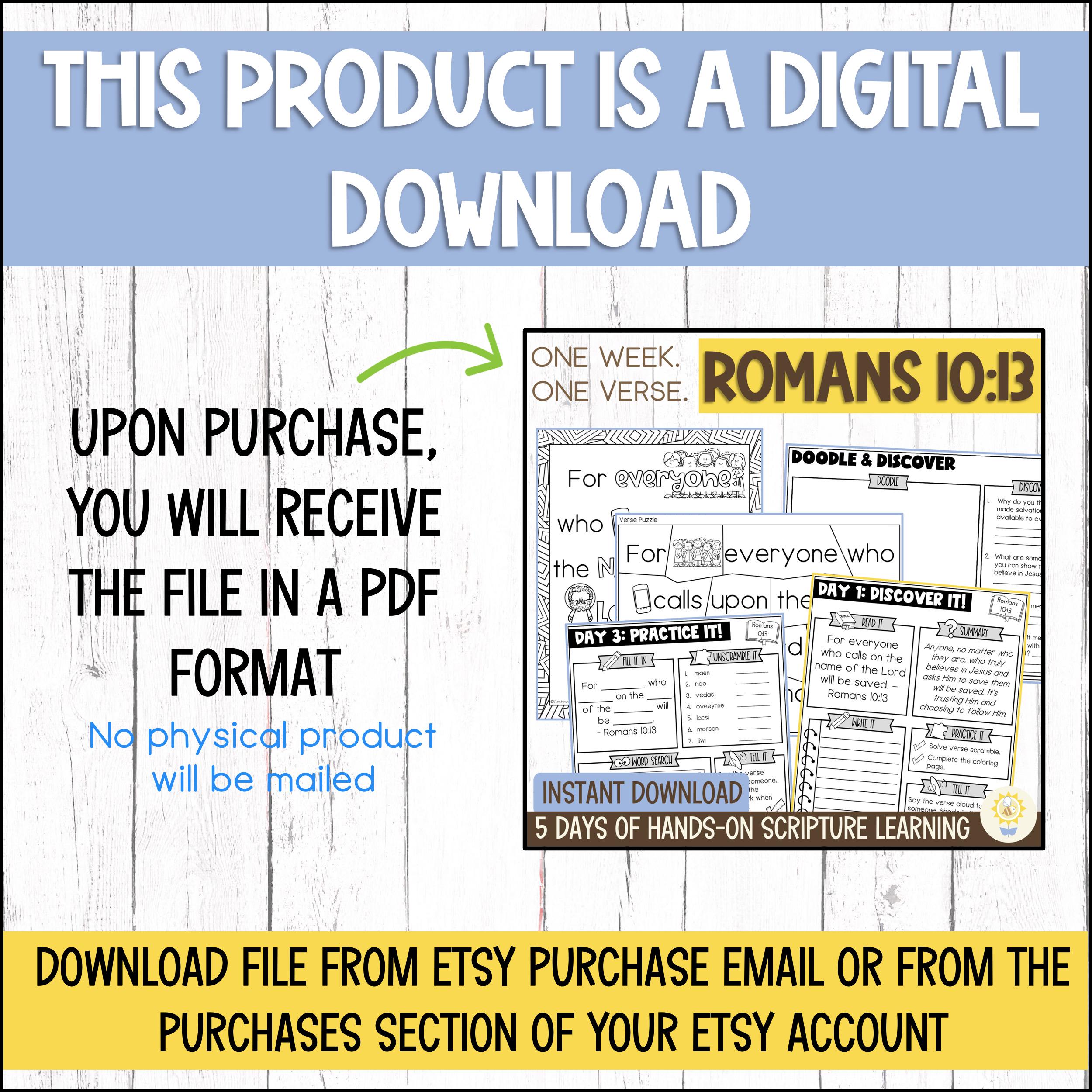 Romans 10:13 Kids Scripture Bible Activity Pack - Children's Bible ...
