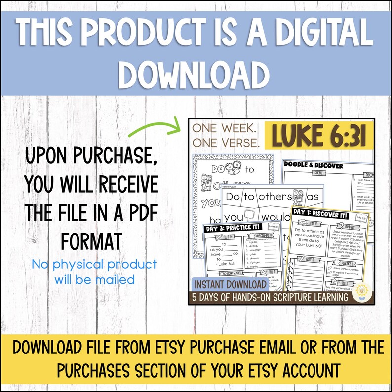 Luke 6:31 the Golden Rule Kids Scripture Bible Activity Pack - Children ...