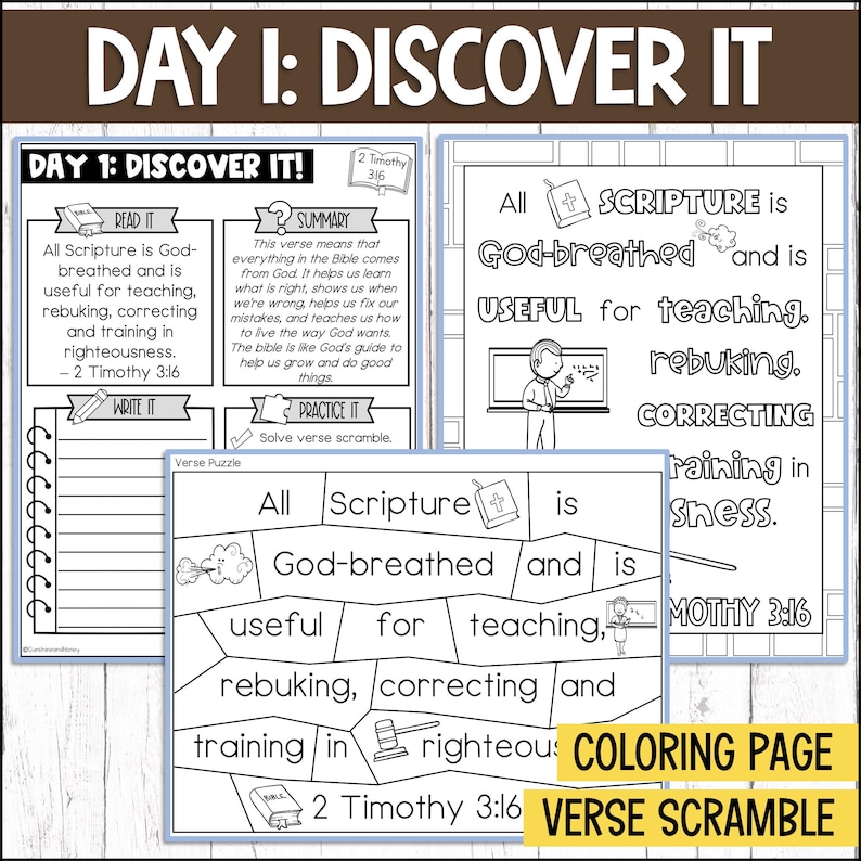 2 Timothy 3:16 Kids Scripture Bible Activity Pack - Children's Bible ...