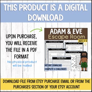 Adam and Eve Escape Room - Bible Escape Room - Sunday School Activity ...