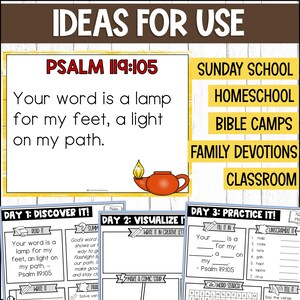 Psalm 119:105 Kids Scripture Bible Activity Pack - Children's Bible ...
