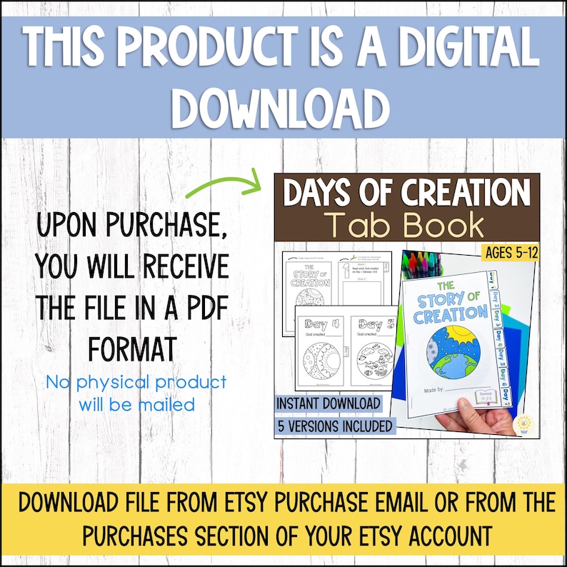 7 Days of Creation Printable - Kids Bible Craft - Sunday School ...