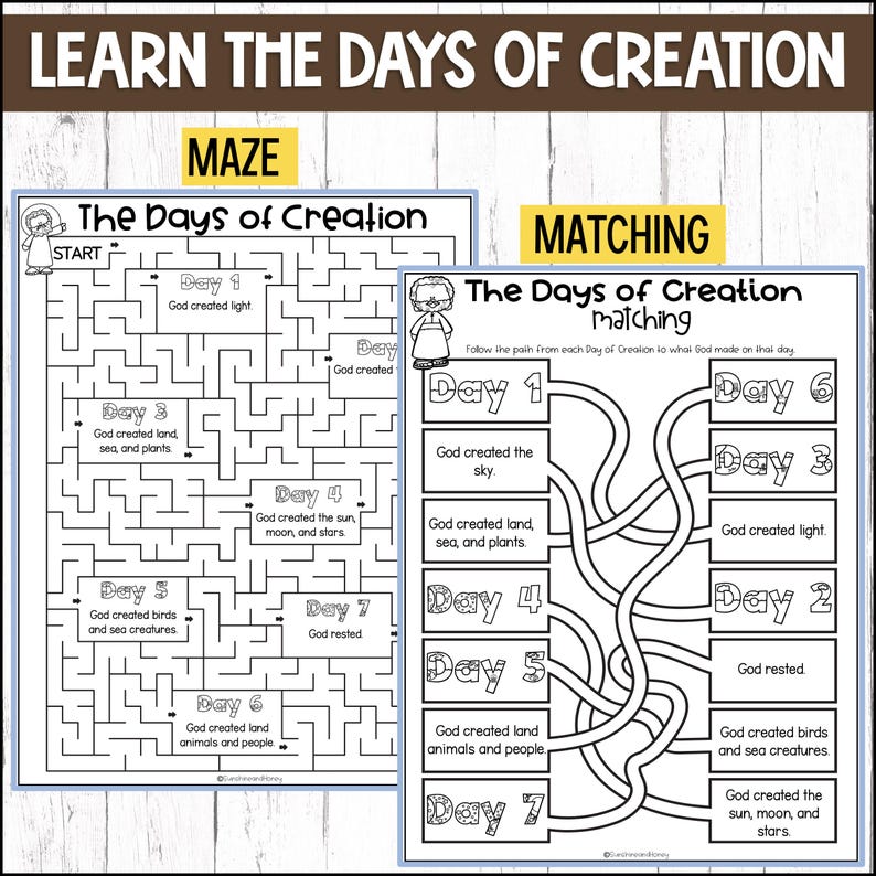 7 Days of Creation Printable Activity Pack - Sunday School Activity ...