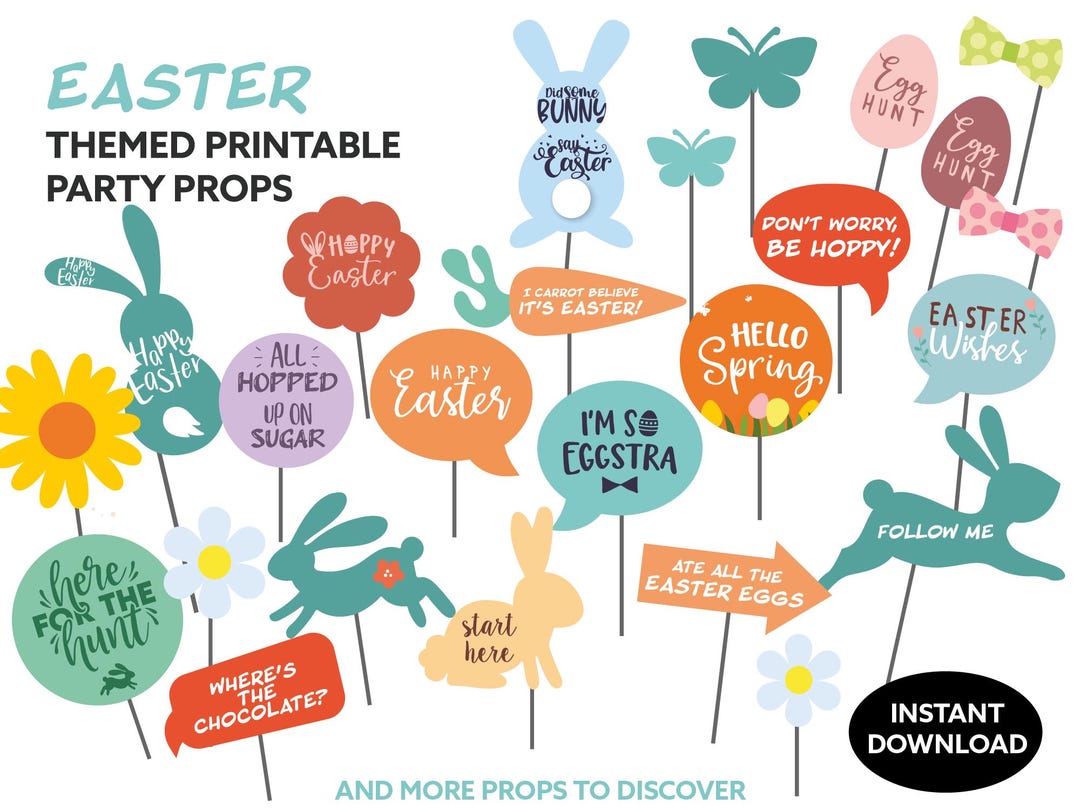 Printable Easter Theme Photo Booth Props - Etsy