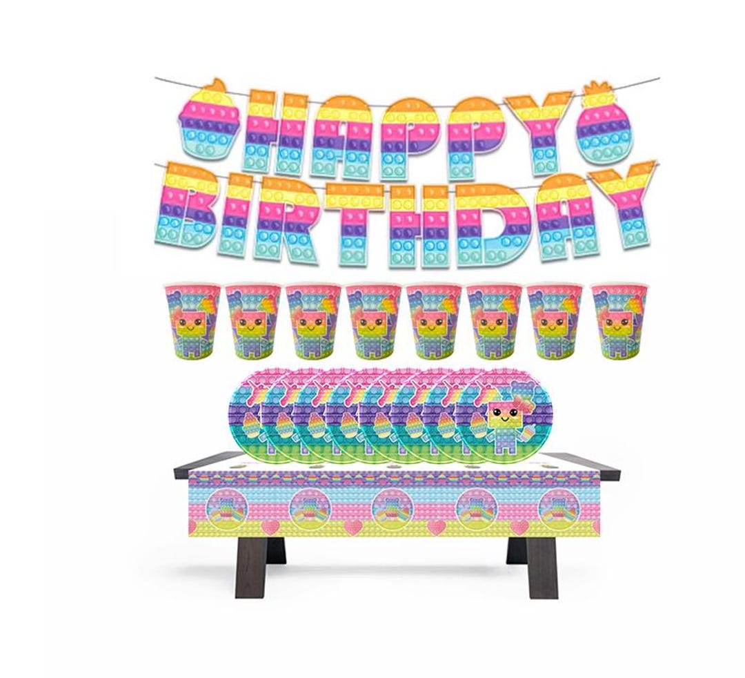Pop It Party Decorations - Rainbow Birthday Backdrop, Fidget Toy Theme ...