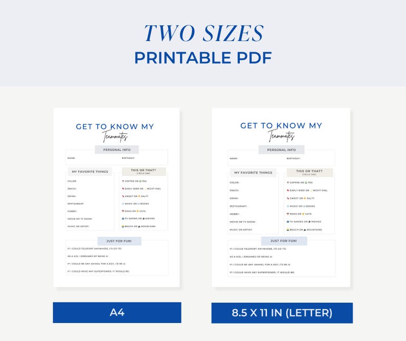 Get to Know My Team Printable Employee Favorites Survey Team Building ...