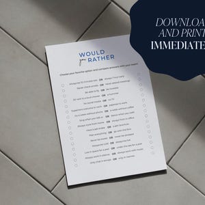 Would You Rather Printable Game, Team Building Icebreaker, Getting to ...