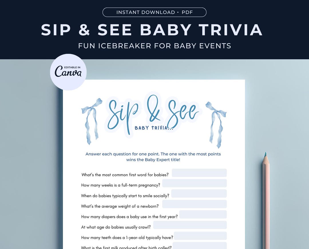 Fun Baby Trivia, Baby Facts, Sip and See Game, Modern Baby Trivia, Meet ...