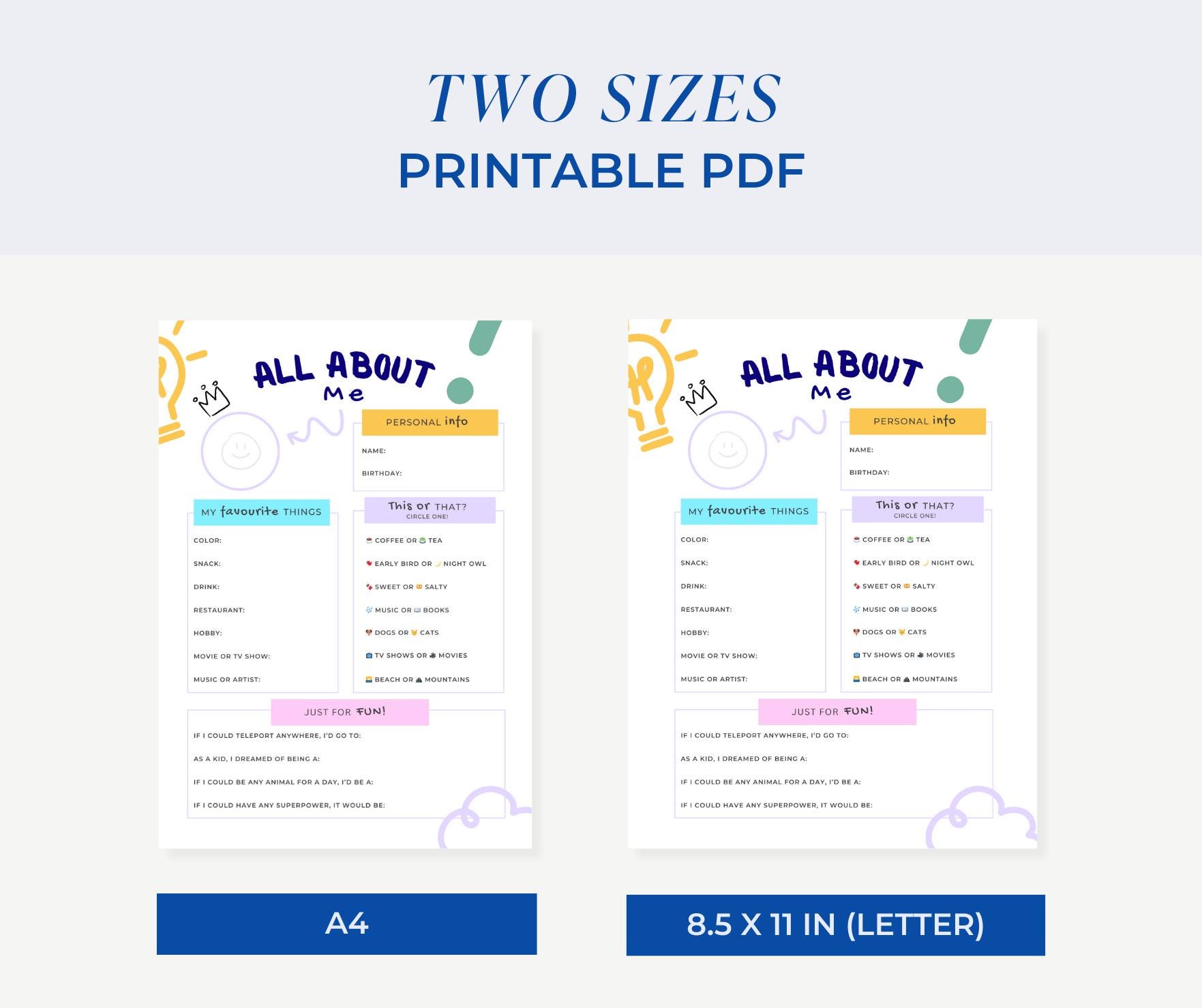 Getting to Know You Questionnaire Printable Favorite Things Team ...