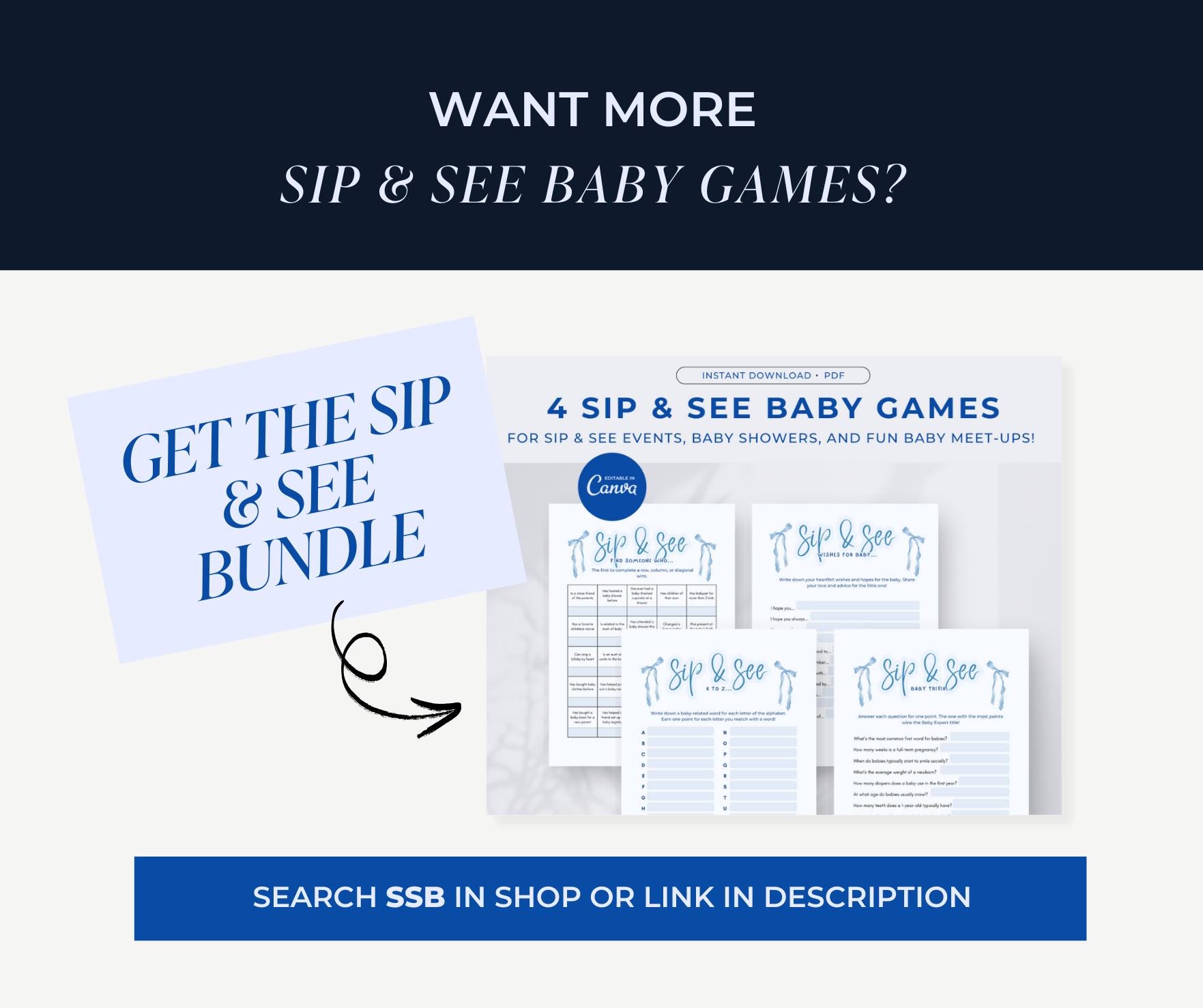 Baby A to Z Game, Baby Shower Game, Sip and See, Baby Word Game, Baby ...