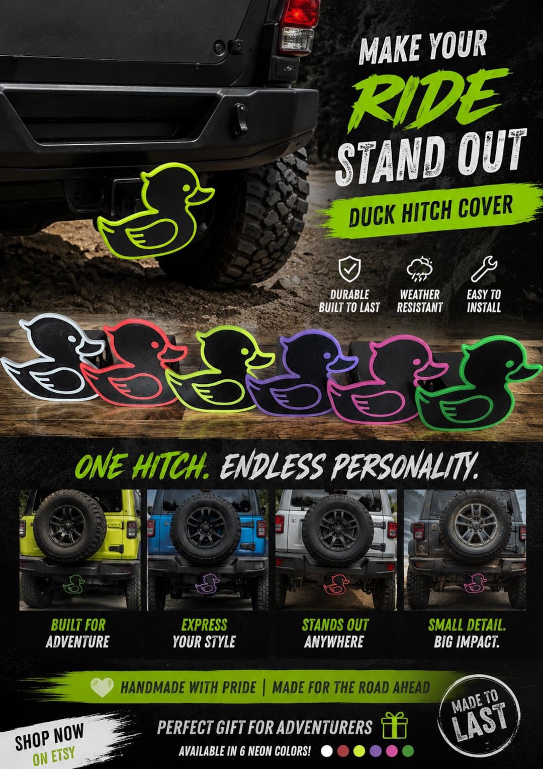 Duck Tow Hitch Cover: Jeep Wrangler Gladiator Accessory Rubber Duck - Etsy