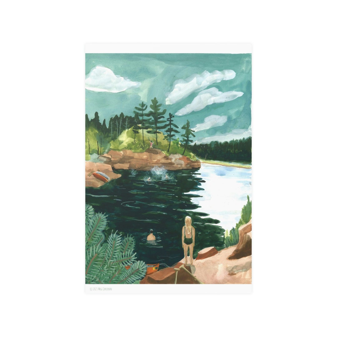 BWCA Swim Poster of Original Painting by Meg Corcoran - Etsy