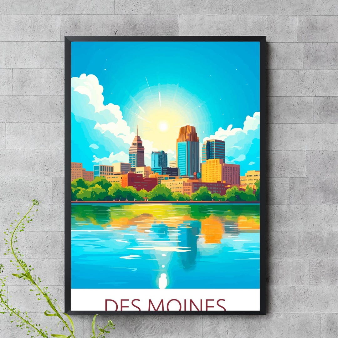 Des Moines City Skyline Art – Colorful Urban Poster (digital Download ...