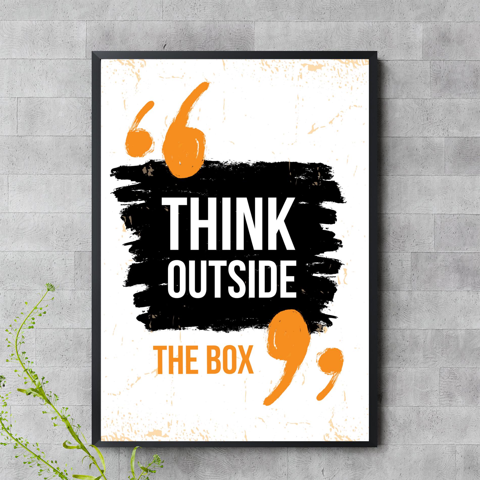 Think Outside the Box Quote Poster - Bold Motivational Printable Wall ...