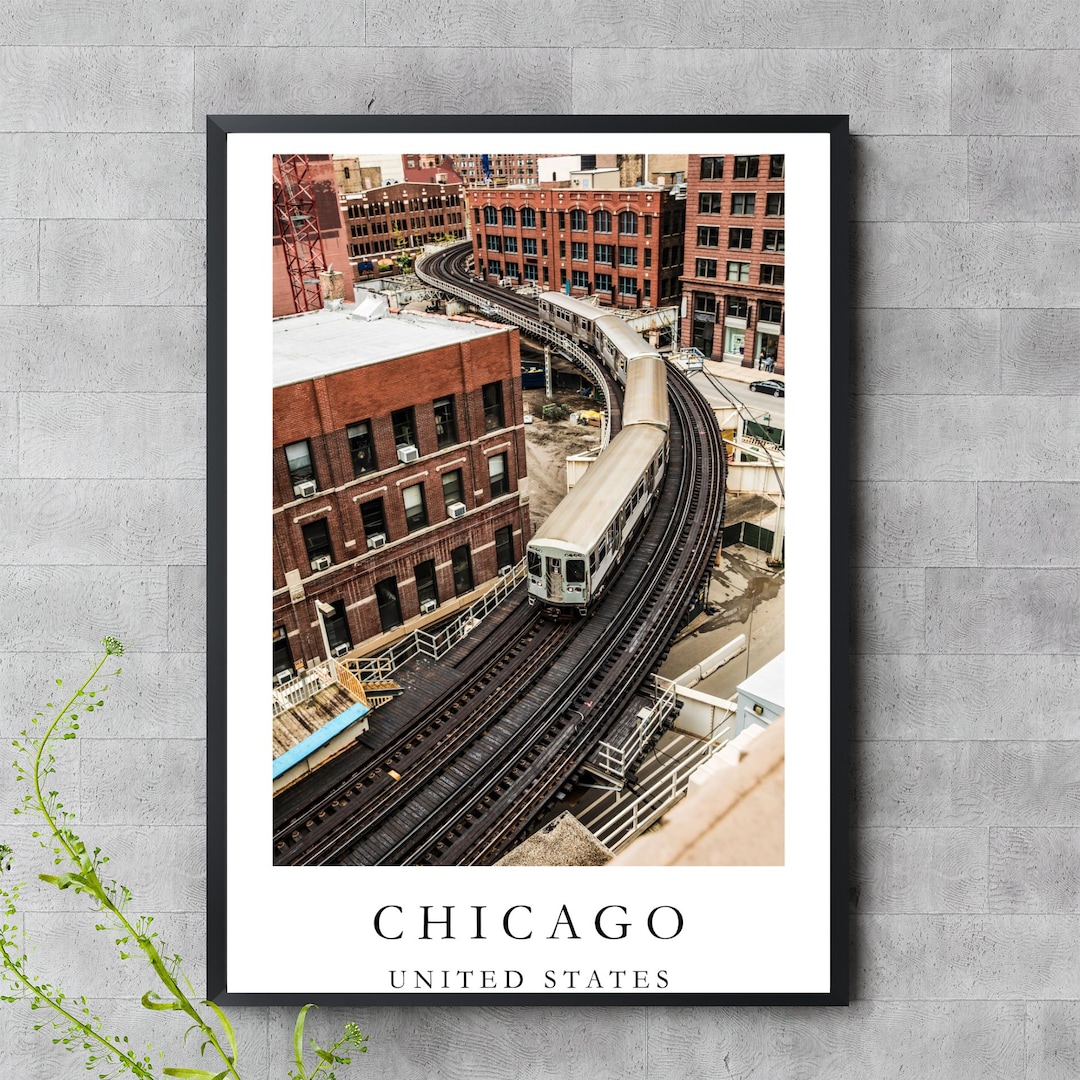 Chicago Elevated Train Poster - Iconic Urban Railway Cityscape Art ...