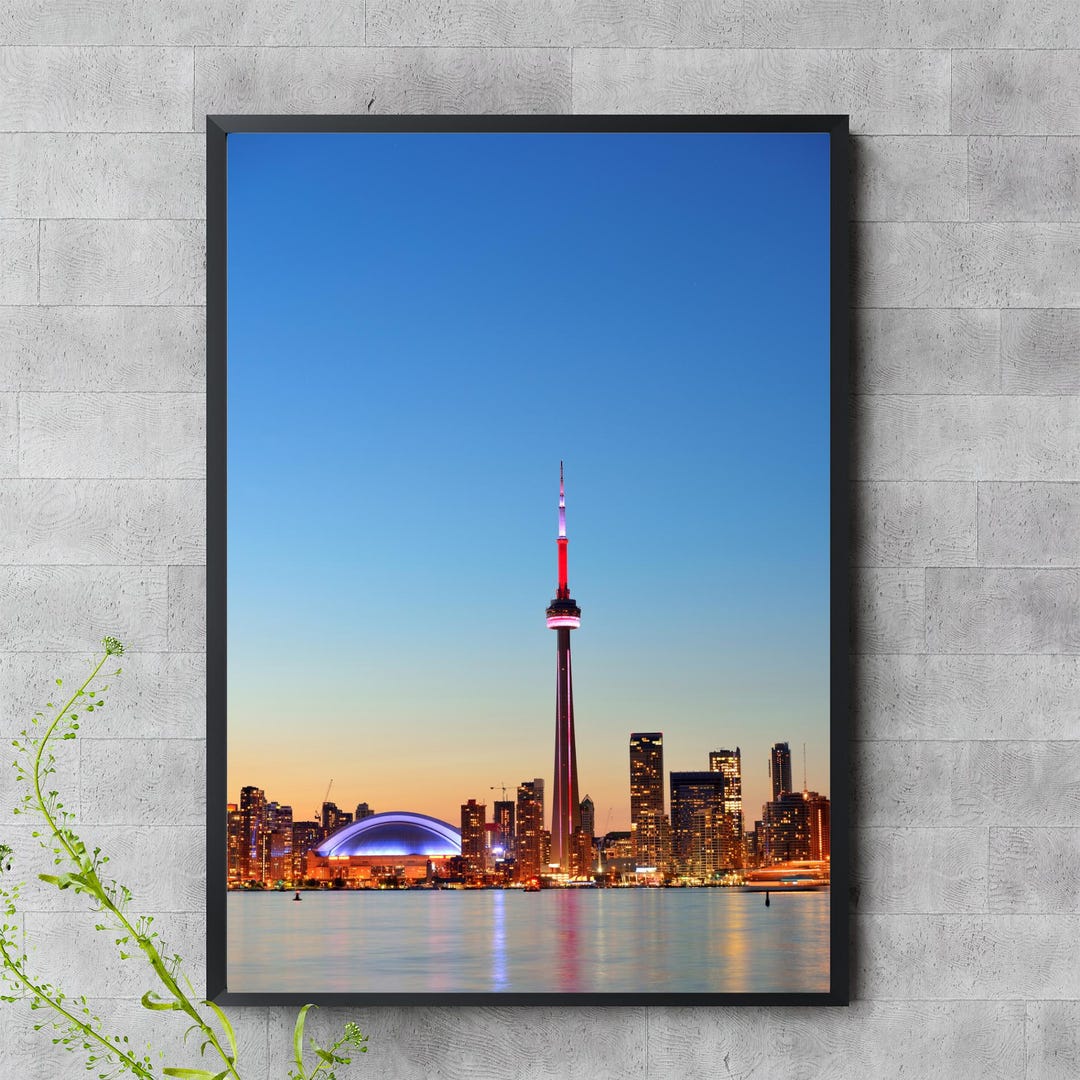 Toronto Skyline at Sunset | CN Tower Wall Art | Canada Cityscape ...
