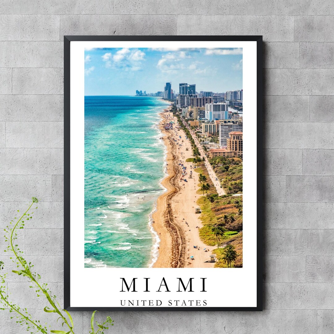 Miami Beach Poster – Oceanfront Skyline Wall Art – Digital Download - Etsy
