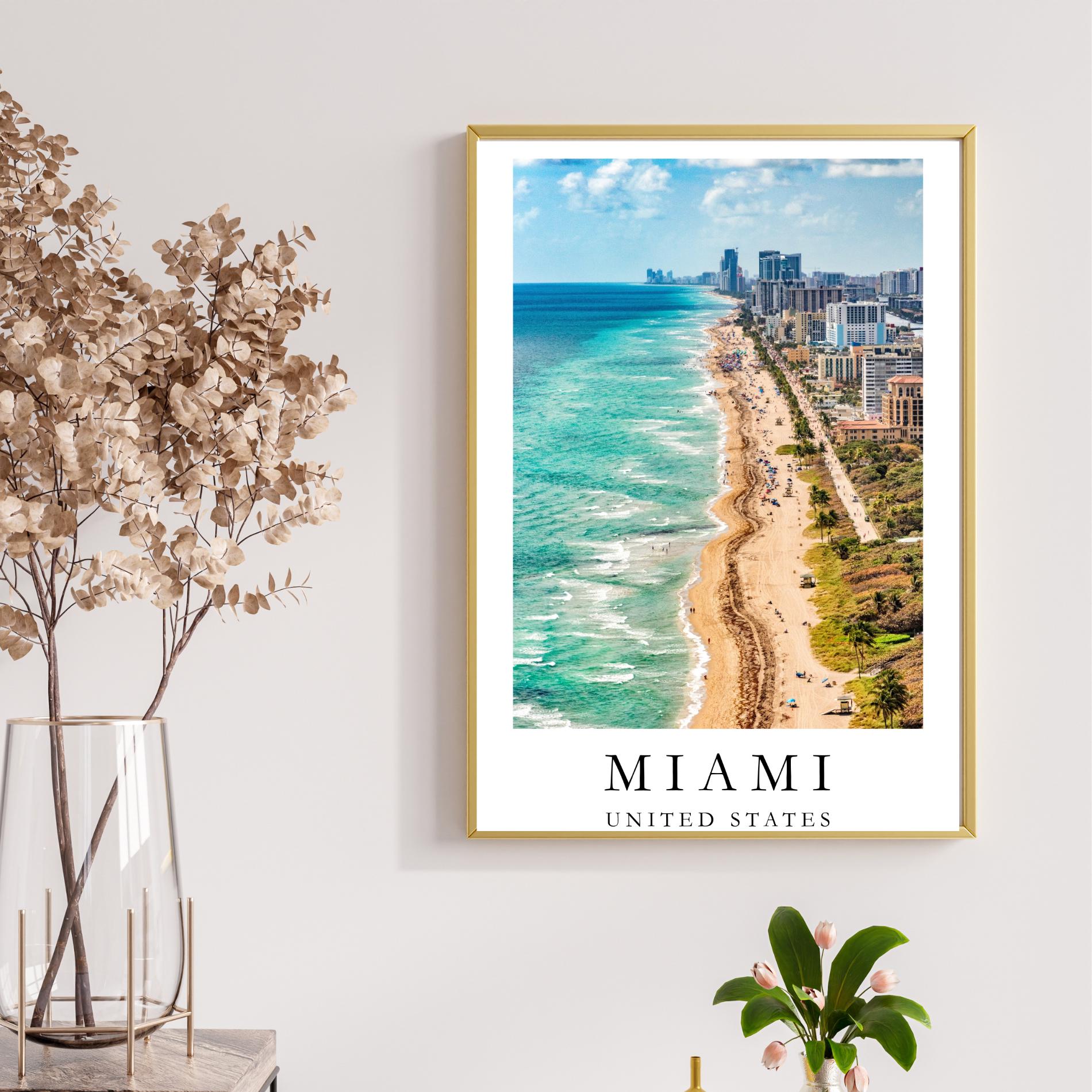 Miami Beach Poster – Oceanfront Skyline Wall Art – Digital Download - Etsy