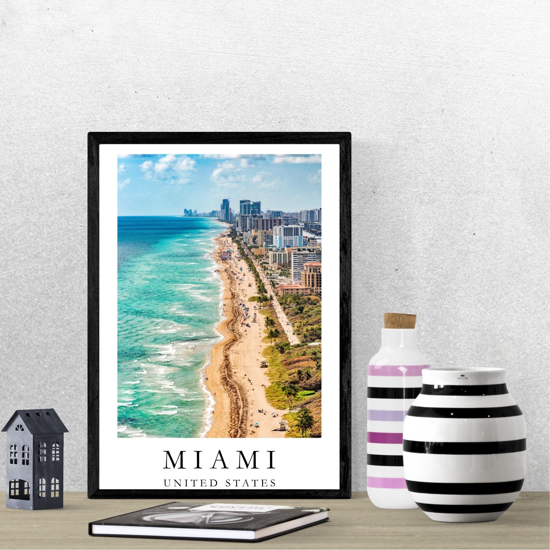 Miami Beach Poster – Oceanfront Skyline Wall Art – Digital Download - Etsy