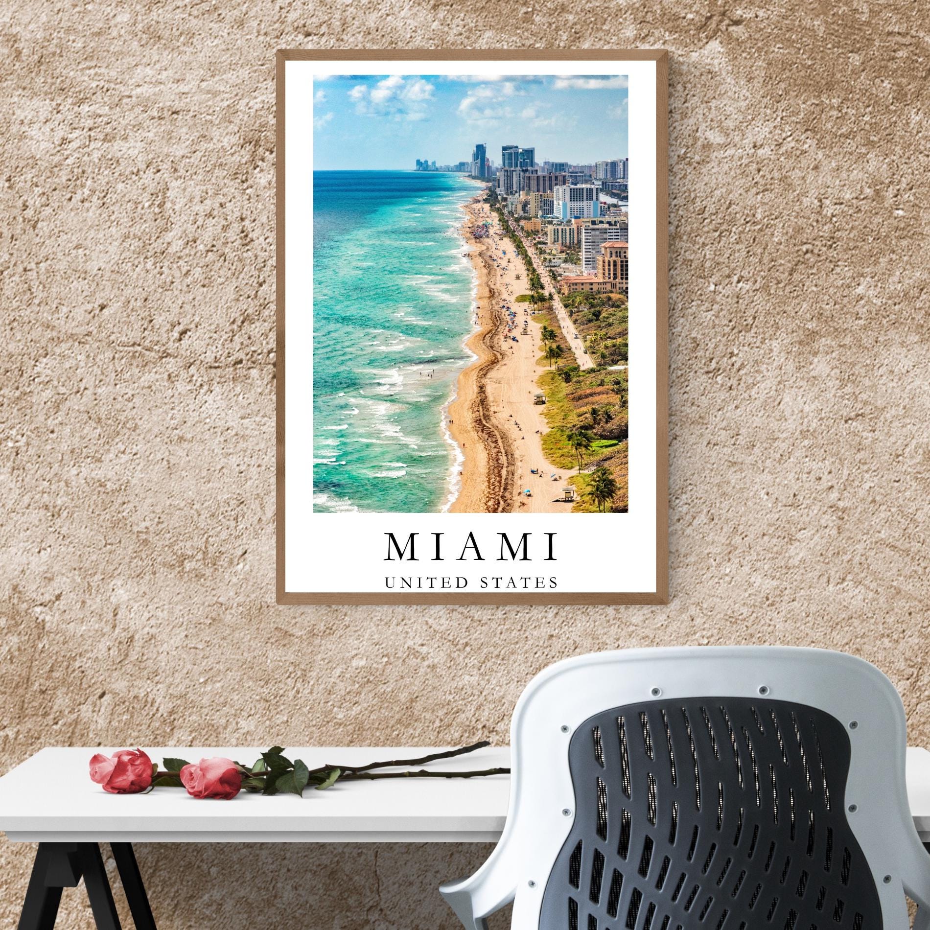 Miami Beach Poster – Oceanfront Skyline Wall Art – Digital Download - Etsy