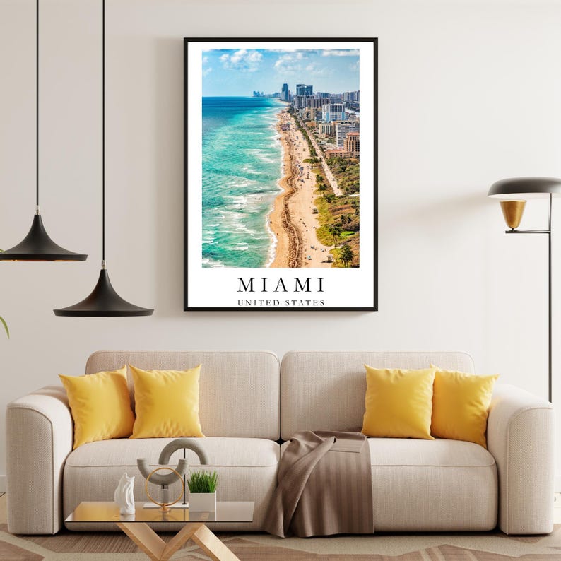 Miami Beach Poster – Oceanfront Skyline Wall Art – Digital Download - Etsy