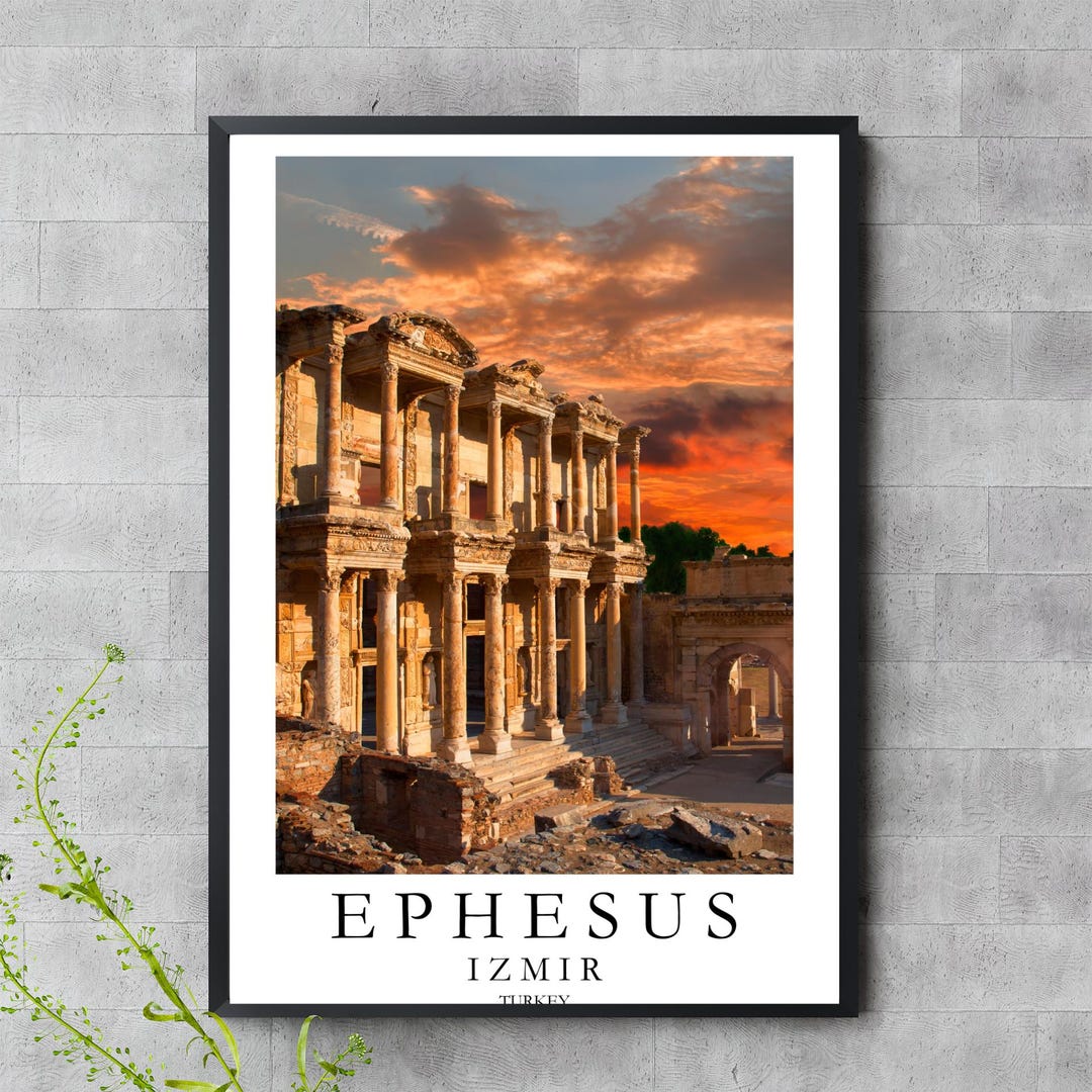 Ephesus Ancient Ruins at Sunset - Digital Wall Art Print, Izmir Turkey ...
