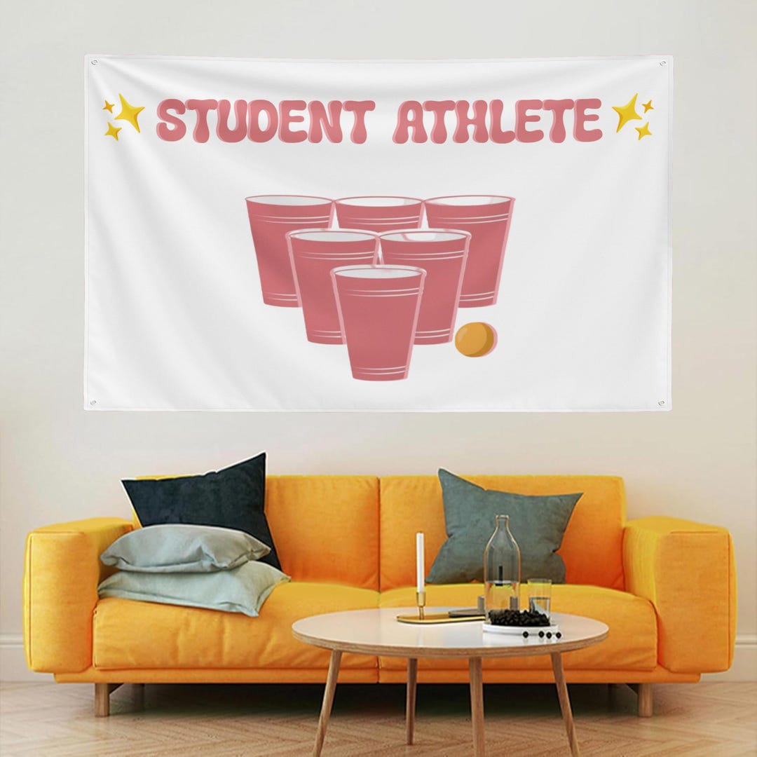 Student Athlete Meme Flag (pink) – College Dorm Decor, Funny Wall ...