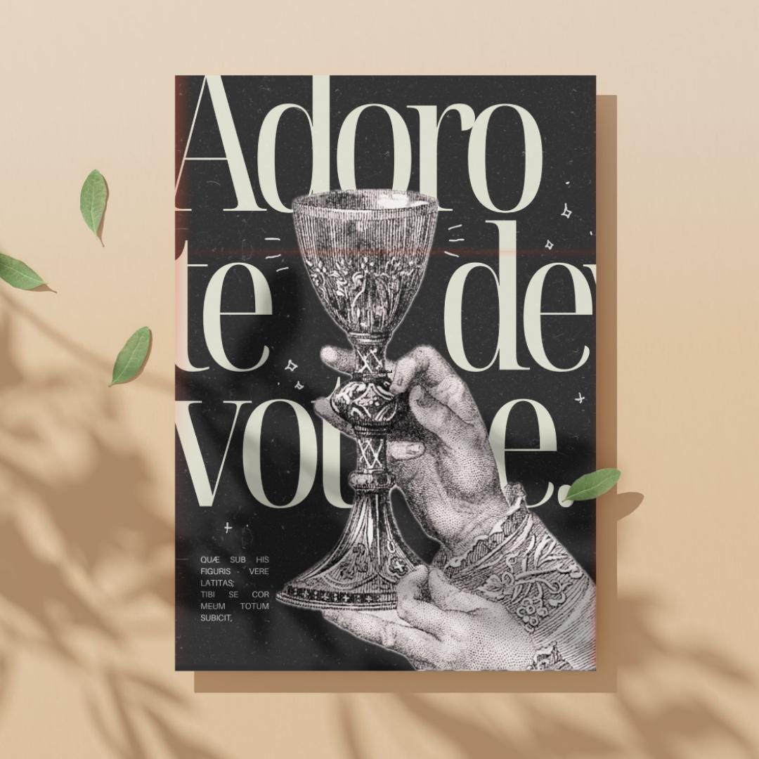 Adoro Te Devote Catholic Poster Digital Art Christian Wall Art , Home ...