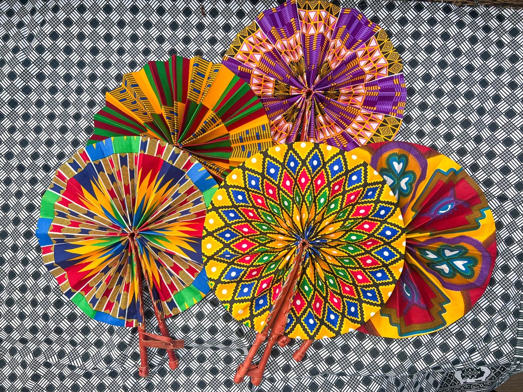 African Print Ankara Kente Hand Fan Made in Ghana - Etsy