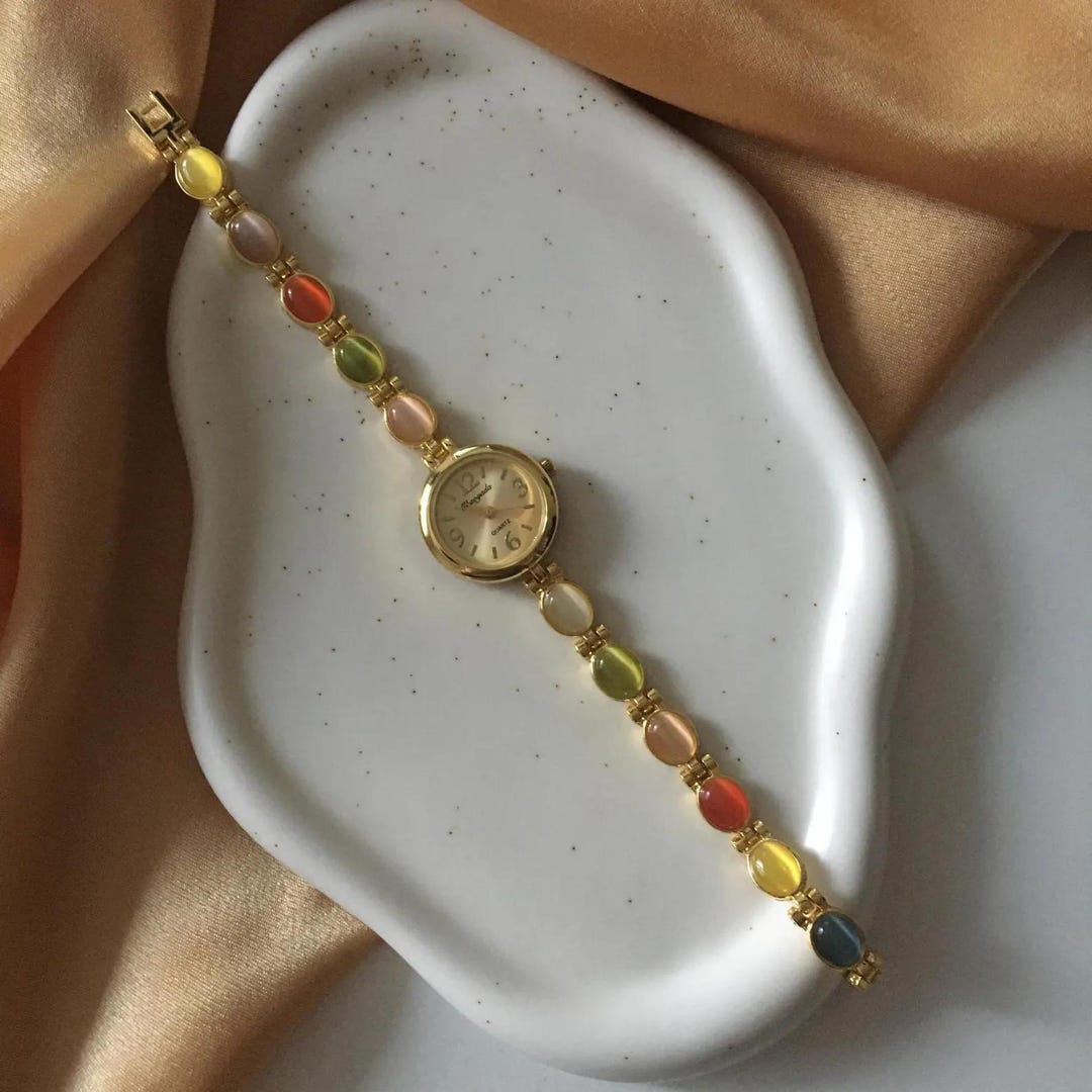 Rainbow Vintage Women Watch, Gemstone Watch, Dainty Watch, Vintage Watch, Antique Watch, Ladies ...