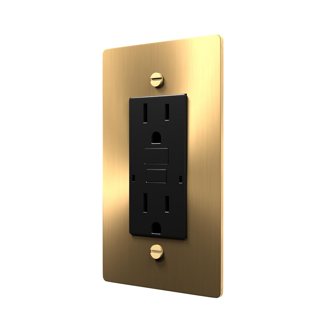 Black GFCI Outlet With Gold Brass Cover and Decorative Screws - Etsy