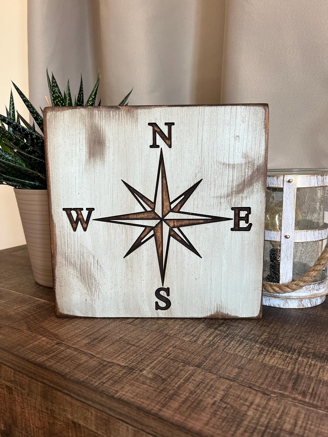Rustic Wooden Compass Sign - Etsy