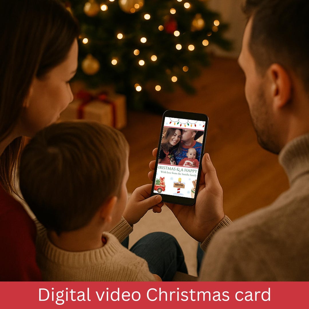 Editable Christmas Video Card, Canva Template, Digital Christmas Video ...