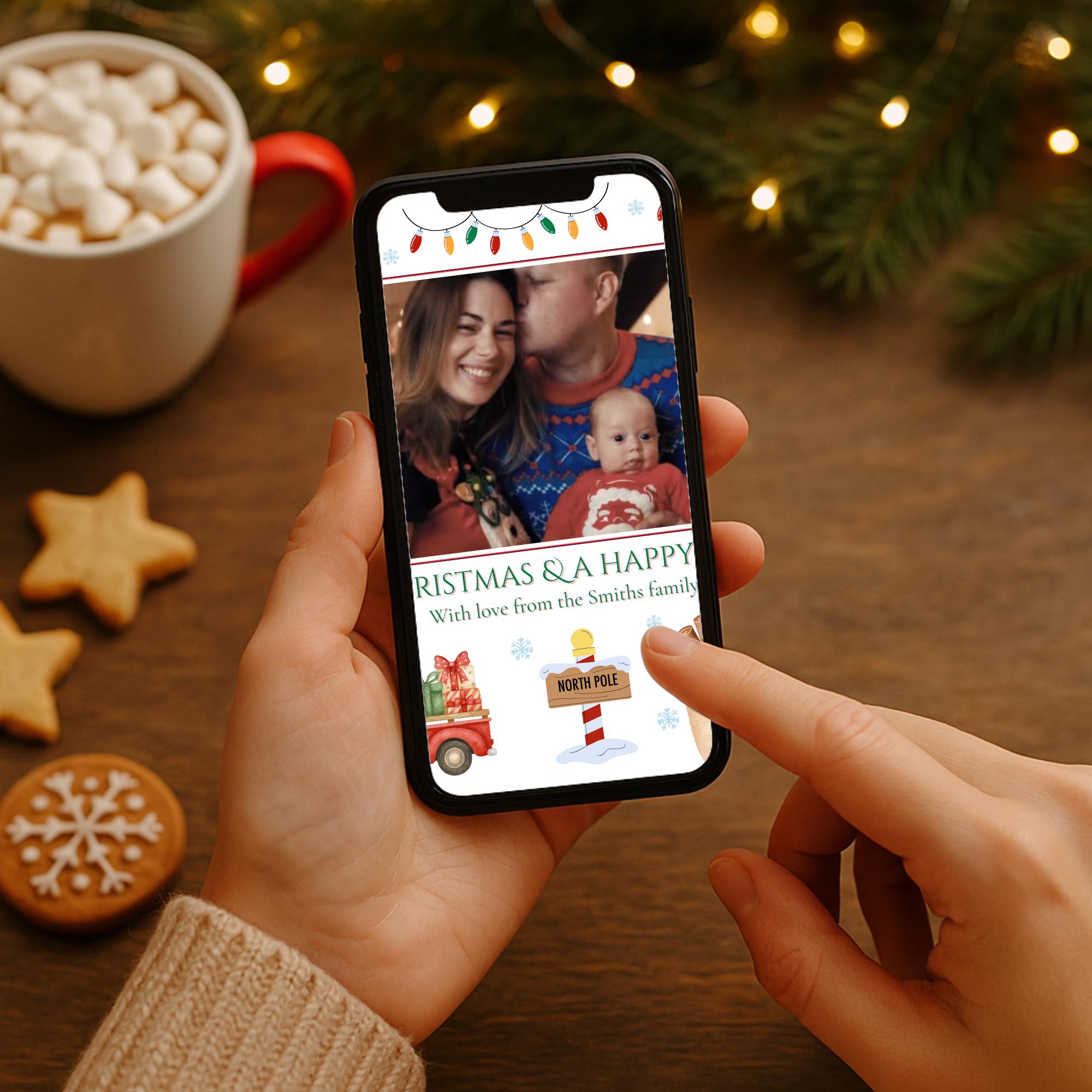 Editable Christmas Video Card, Canva Template, Digital Christmas Video ...
