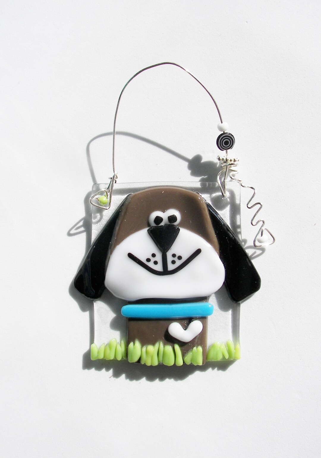 Brown Dog With Long Black Ears Fused Glass Suncatcher // Sun // Pet ...