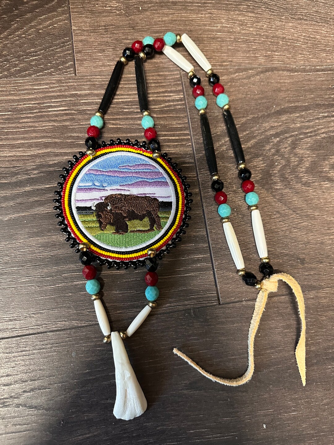 Buffalo Medallion With Authentic Tooth Native American Beadwork - Etsy