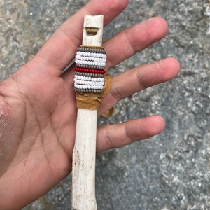 Working Eagle Bone Whistle Replica Native American Made Brain Tan ...