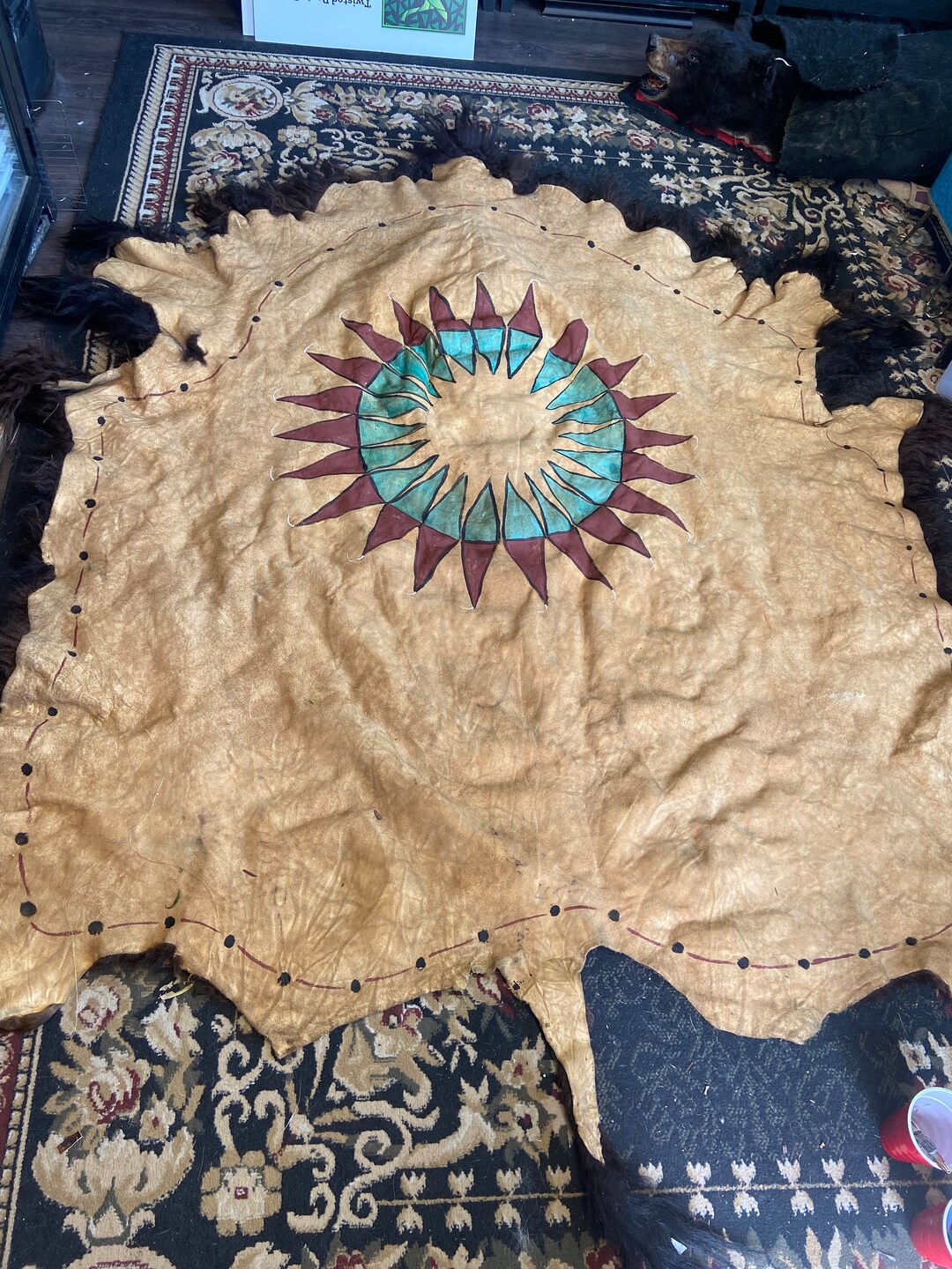 Painted Buffalo Robe Native American Made Traditional Earth Pigment ...