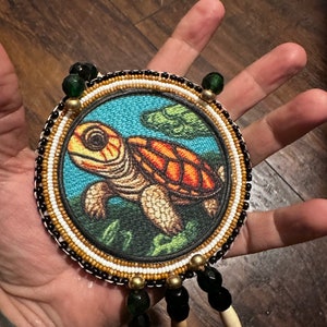 Beaded Turtle Medallion Native American Made Necklace - Etsy