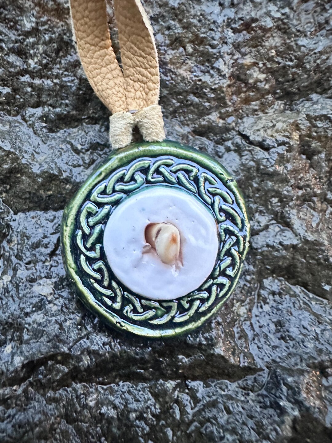 Celtic Red Stag Tooth Necklace: Druidic Ceramic Pendant - Etsy